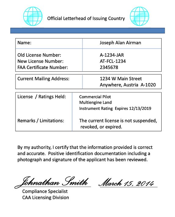 Forgein Pilot - FAA DPE Services
